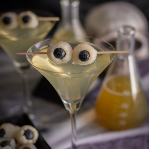 Creepy Eyeball Martini (Lychee Matcha and Blood Orange Martini)