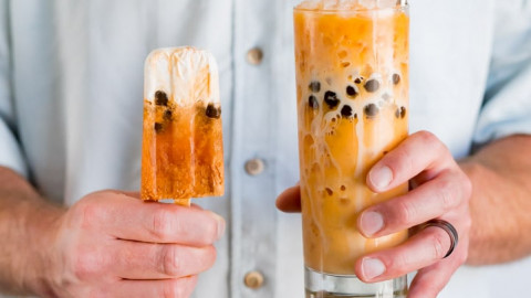 Boba Thai Iced Tea Popsicles - Pineapple and Coconut