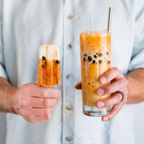 Boba Thai Iced Tea Popsicles - Pineapple and Coconut