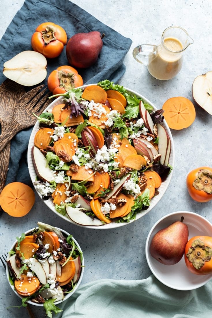 Pear Persimmon Salad with Maple Apple Cider Vinaigrette