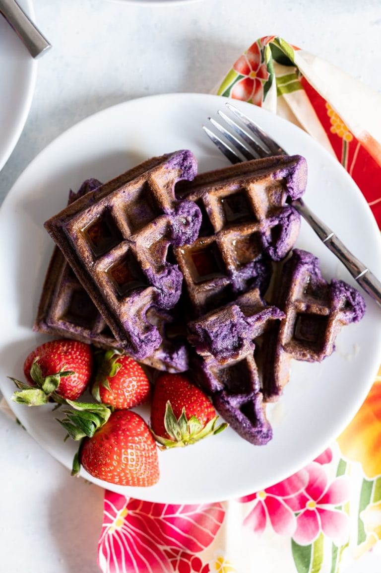 Ube Mochi Waffles ( Purple Sweet Potato Mochi Waffles)