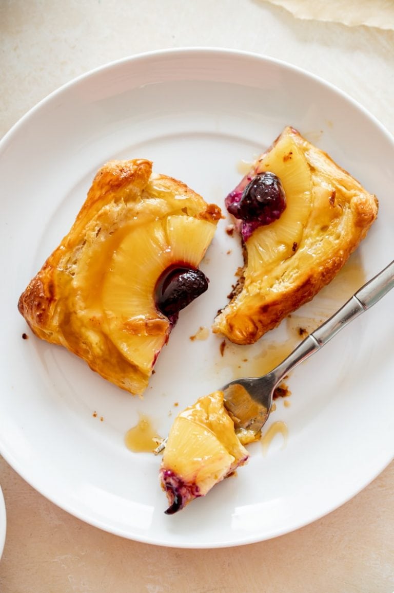 Tropical Pineapple Puff Pastry Tarts with Pineapple Rum Sauce