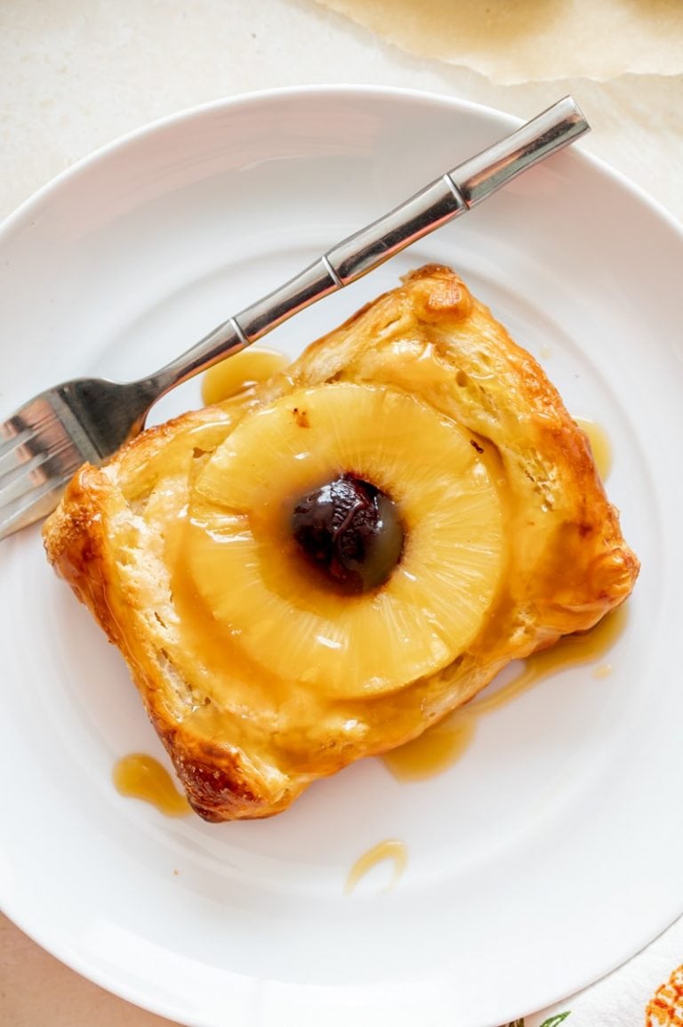 Tropical Pineapple Puff Pastry Tarts with Pineapple Rum Sauce