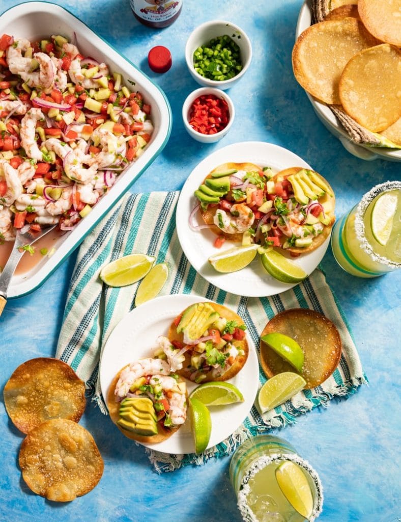 Mini Shrimp Ceviche Tostadas - Pineapple and Coconut