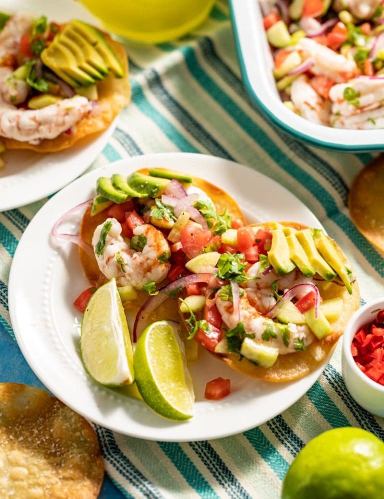 Mini Shrimp Ceviche Tostadas - Pineapple and Coconut