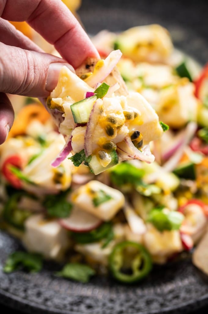 Halibut Passion Fruit Ceviche - Pineapple and Coconut