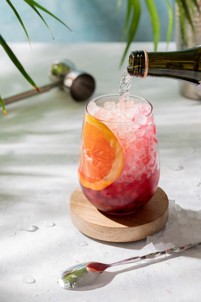 Tropical Hibiscus Spritz Cocktail - Pineapple and Coconut