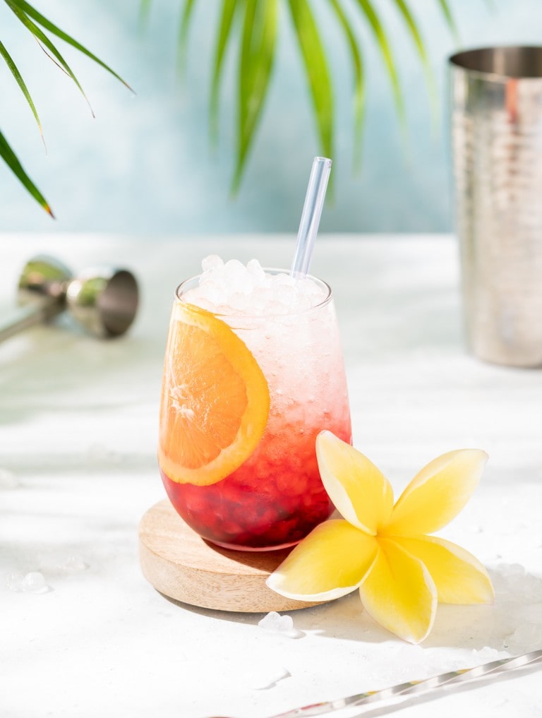 Tropical Hibiscus Spritz Cocktail - Pineapple and Coconut