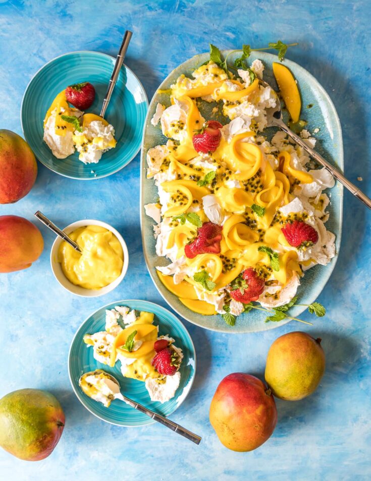 Mango Smashed Pavlova with Mango Curd and Passion Fruit - Pineapple and ...