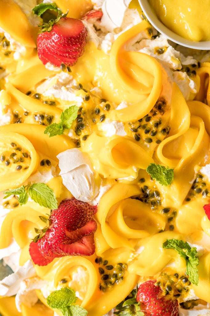 Mango Smashed Pavlova with Mango Curd and Passion Fruit - Pineapple and ...