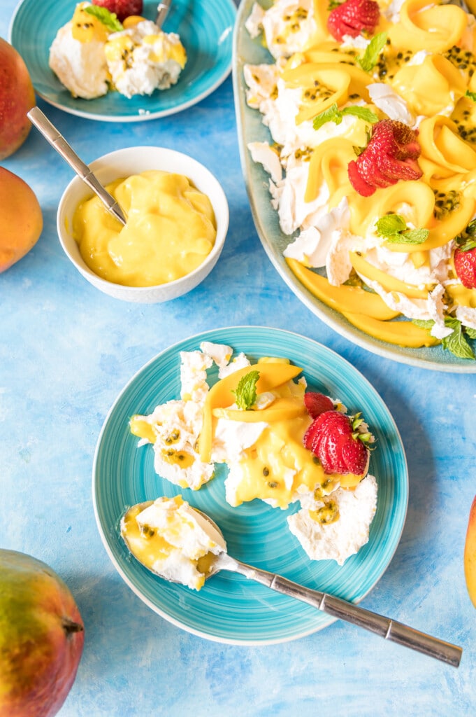 Mango Smashed Pavlova with Mango Curd and Passion Fruit - Pineapple and ...