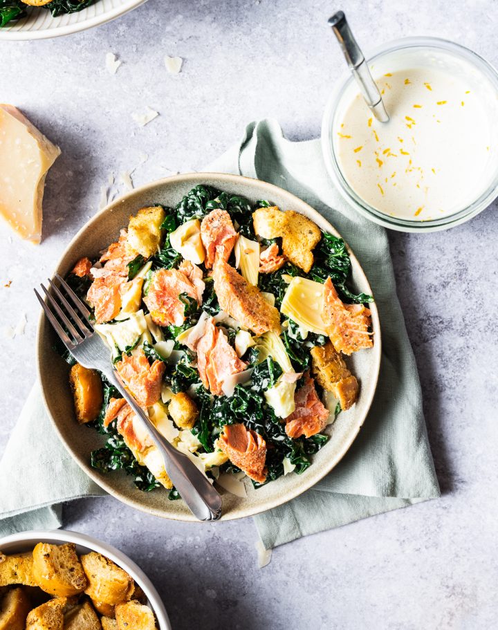 Meyer Lemon Salmon Caesar Salad