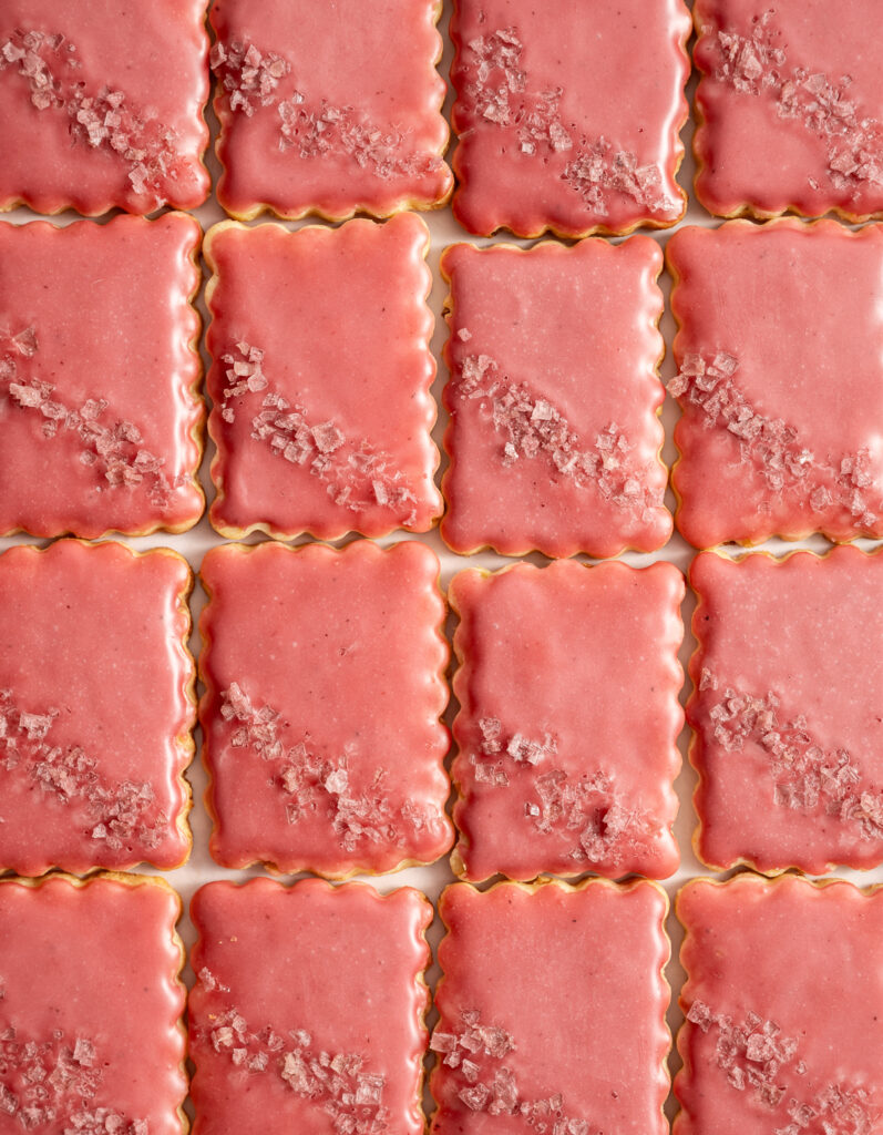 Lime Macadamia Butter Cookies with Hibiscus Glaze