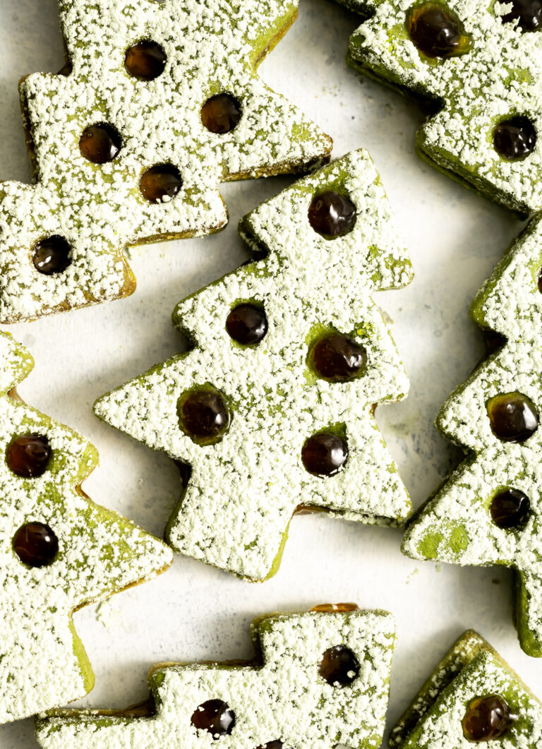 Matcha Linzer Cookies with Yuzu Marmalade